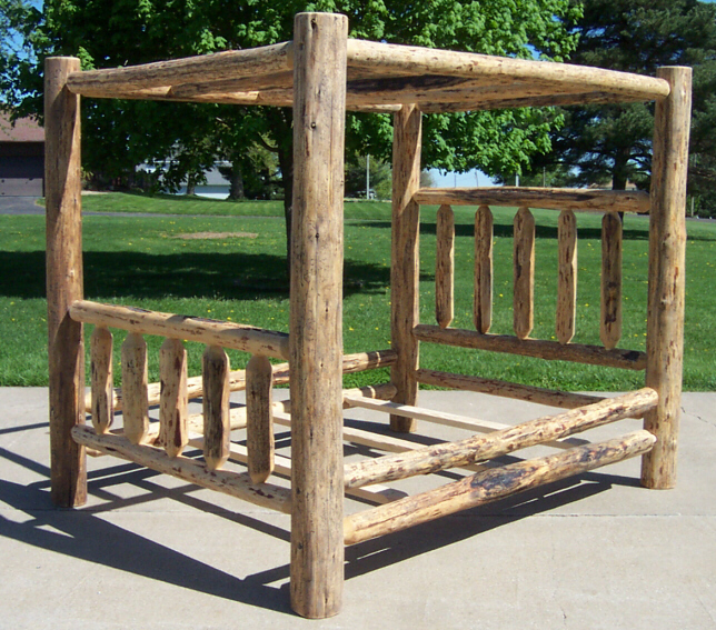 Grizzly Log Canopy Bed handcrafted to accent your bedroom furniture